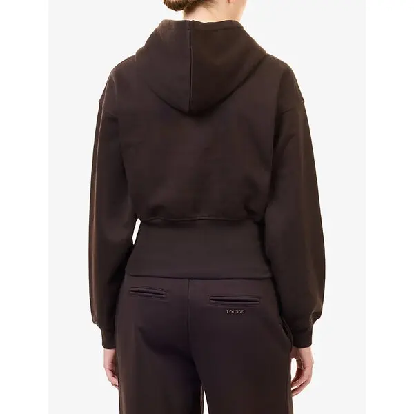 Lounge Zip-up Fitted-waist Cotton-blend Hoody - Dark Chocolate