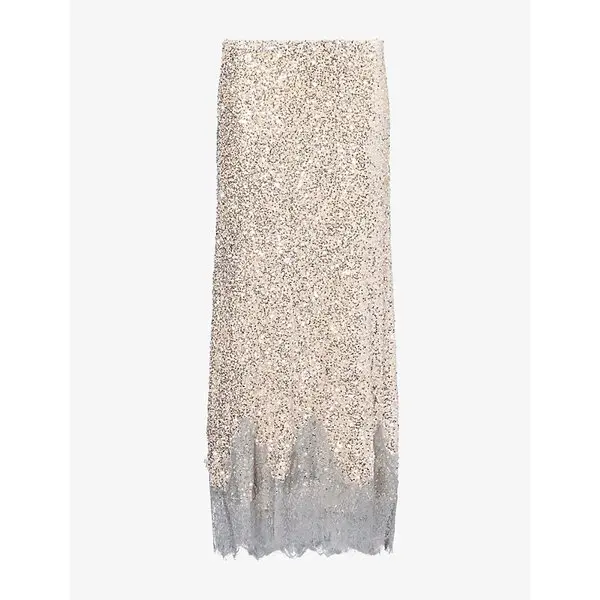 NEVER FULLY DRESSED Maeva Sequinned Midi Skirt