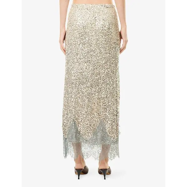 NEVER FULLY DRESSED Maeva Sequinned Midi Skirt