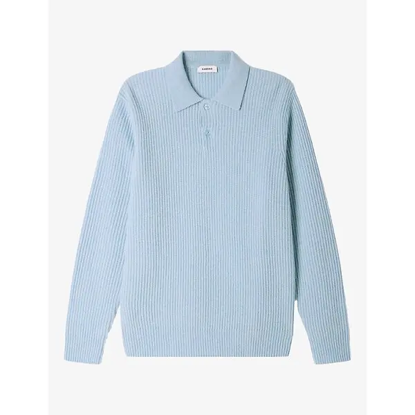 Sandro Ribbed Long-sleeve Wool Jumper - Blue Sky