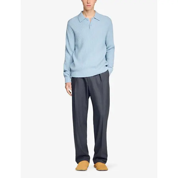 Sandro Ribbed Long-sleeve Wool Jumper - Blue Sky