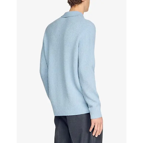 Sandro Ribbed Long-sleeve Wool Jumper - Blue Sky