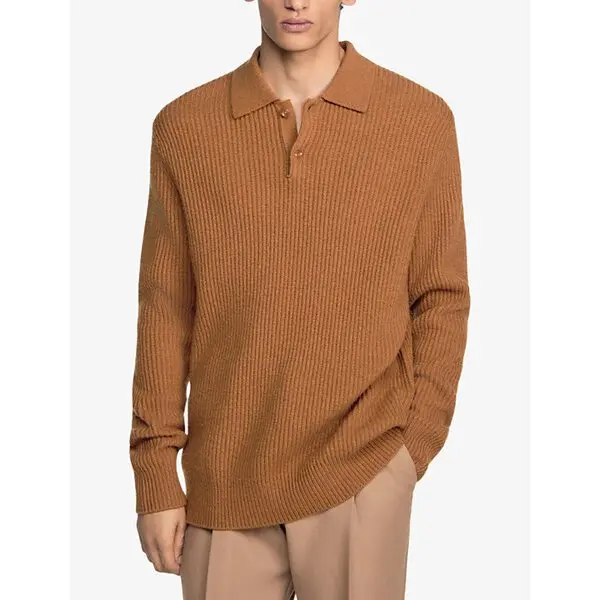 Sandro Ribbed Long-sleeve Wool Jumper