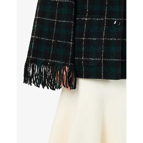 TOTEME Plaid Fringed Wool-blend Scarf Jacket