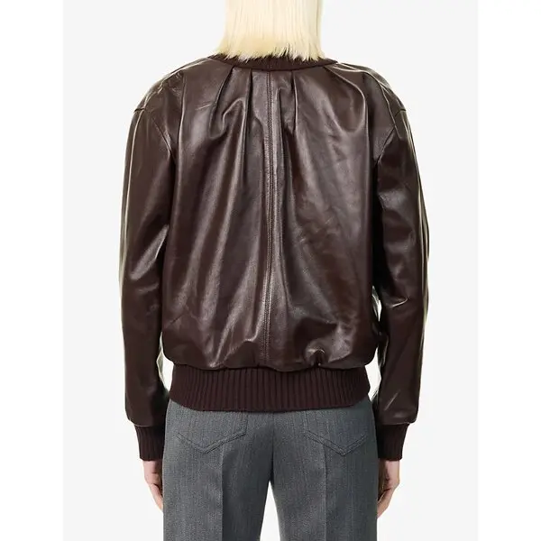 Victoria Beckham Roll-neck Long-sleeve Leather Top