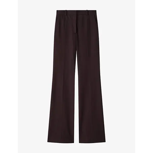JOSEPH Tafira Gabardine Flared Cotton-stretch Trousers - Mahogany