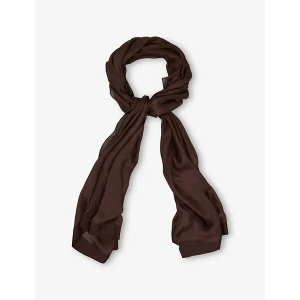 PHASE EIGHT Satin-trim Woven Scarf - Brown