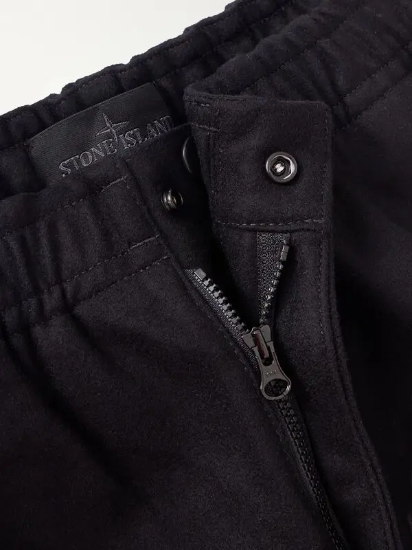 Stone Island Ghost Tapered Wool And Nylon-blend Flannel Drawstring Trousers