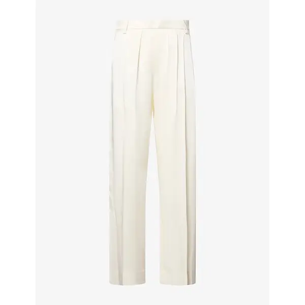 Victoria Beckham Relaxed Curved-leg Crepe-back Satin Trousers