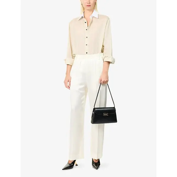 Victoria Beckham Relaxed Curved-leg Crepe-back Satin Trousers