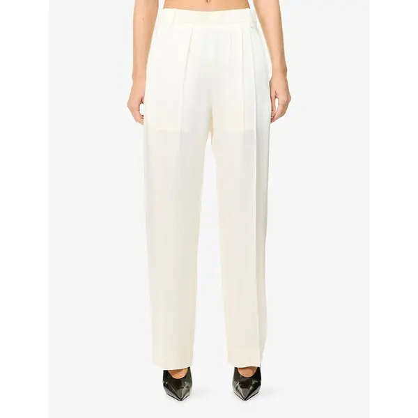 Victoria Beckham Relaxed Curved-leg Crepe-back Satin Trousers