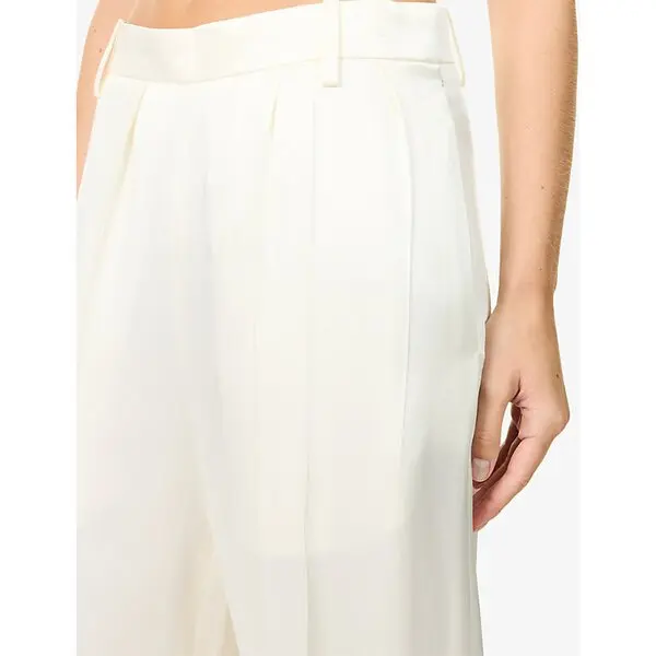 Victoria Beckham Relaxed Curved-leg Crepe-back Satin Trousers