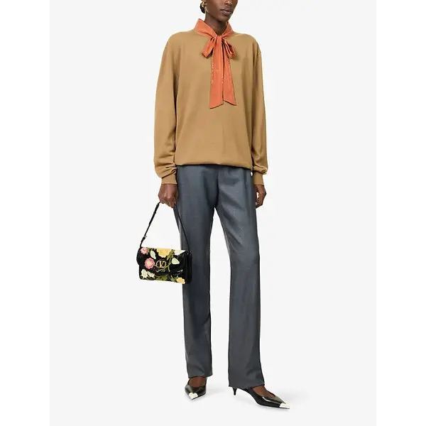 Valentino Garavani Straight-cut Silk And Wool Blend Trousers