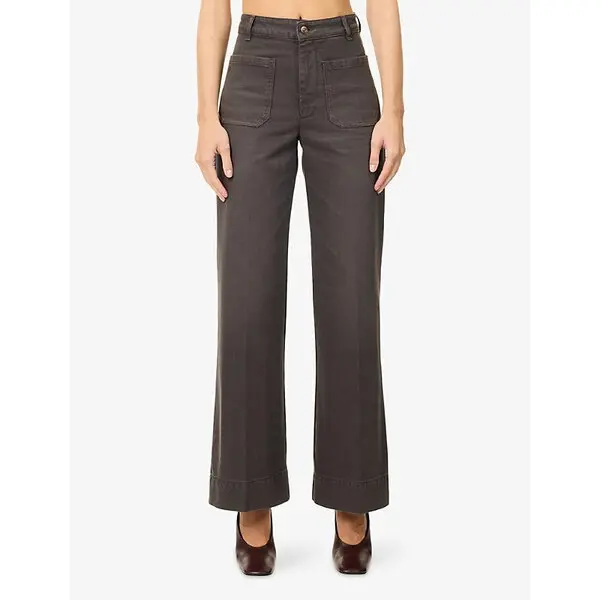Victoria Beckham Alina Wide-leg Cotton Denim Jeans - Fossil Grey