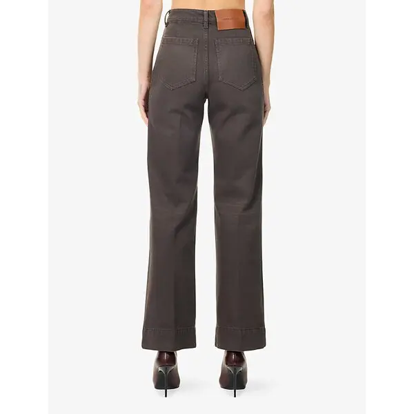 Victoria Beckham Alina Wide-leg Cotton Denim Jeans - Fossil Grey
