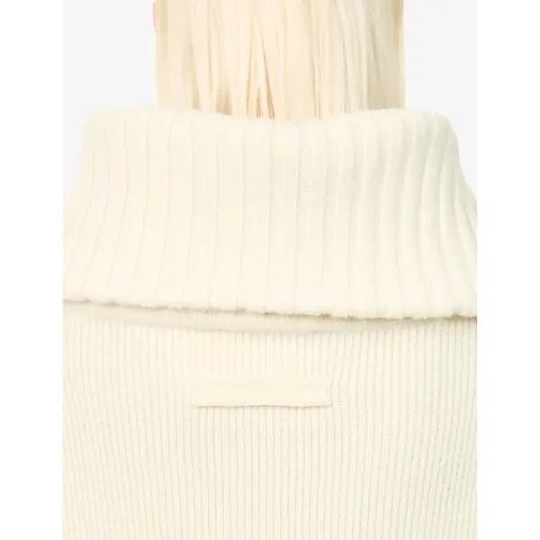 Victoria Beckham Wide-collar Wool-blend Jumper - Ivory