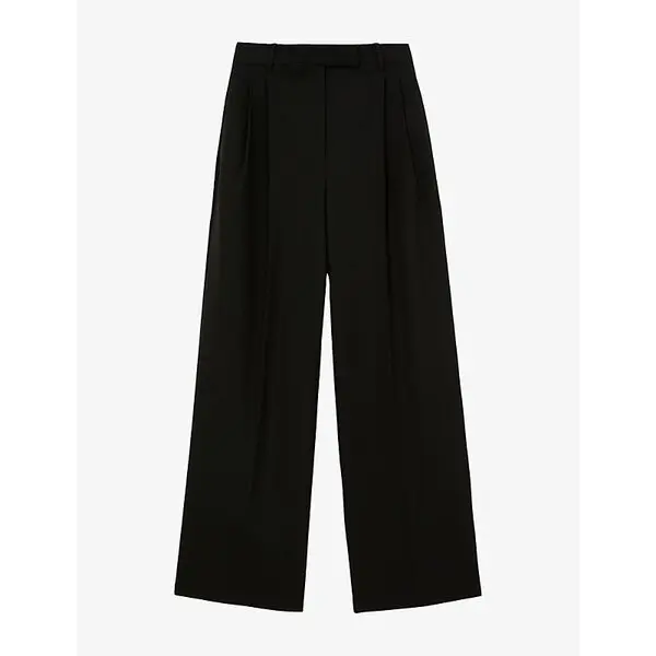 REISS Luna Pleated Wide-leg Wool-blend Trousers