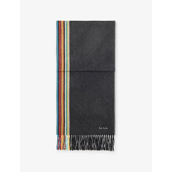 Paul Smith Signature Stripe Edge Cashmere Scarf - Black