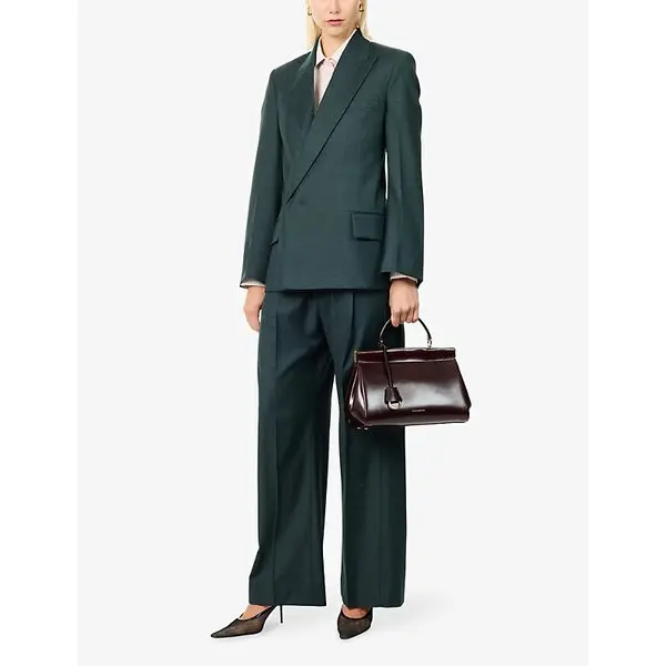 Victoria Beckham Ethel Tailored Pleated Wool Trousers