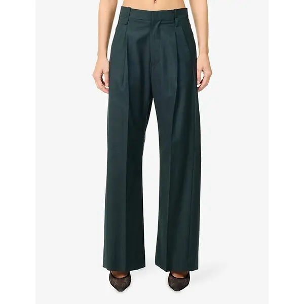 Victoria Beckham Ethel Tailored Pleated Wool Trousers