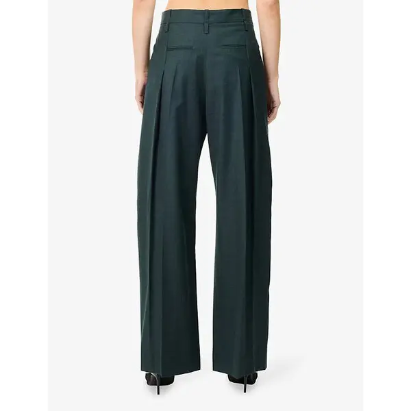 Victoria Beckham Ethel Tailored Pleated Wool Trousers