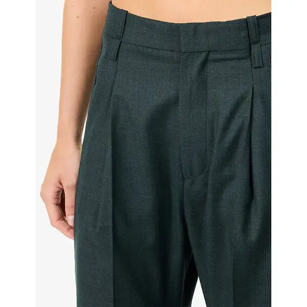 Victoria Beckham Ethel Tailored Pleated Wool Trousers
