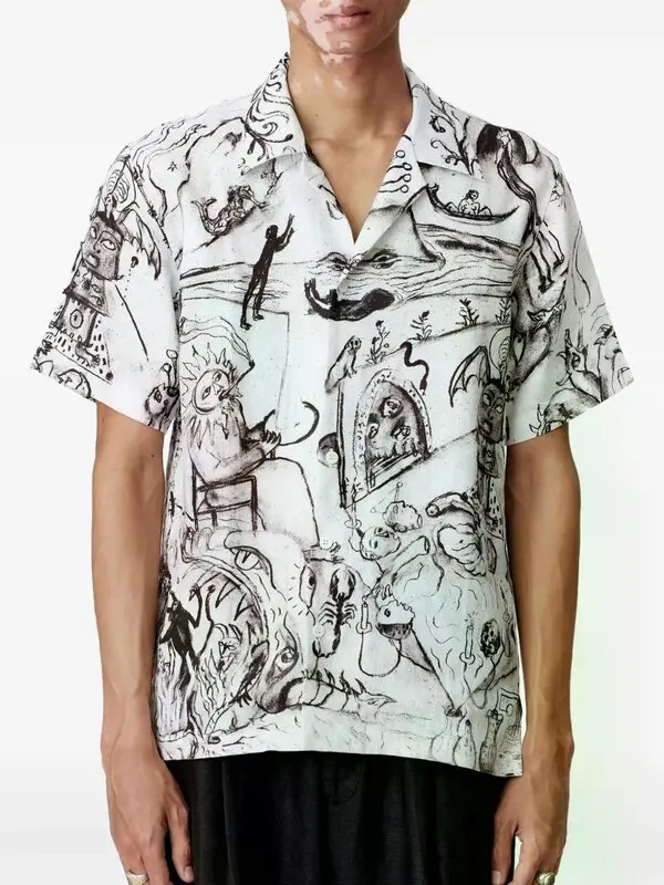 ENDLESS JOY Alchemy Graphic-print Linen Shirt