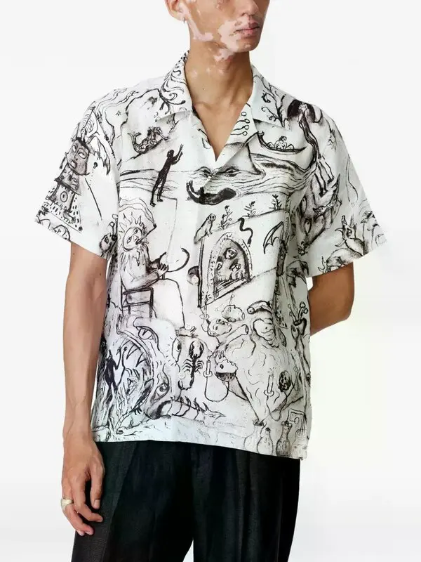 ENDLESS JOY Alchemy Graphic-print Linen Shirt