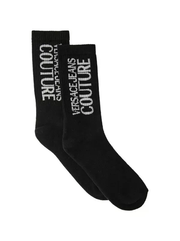 Versace Logo-print Ribbed-knit Socks