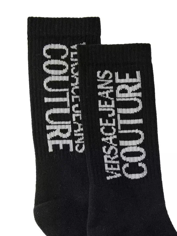 Versace Logo-print Ribbed-knit Socks