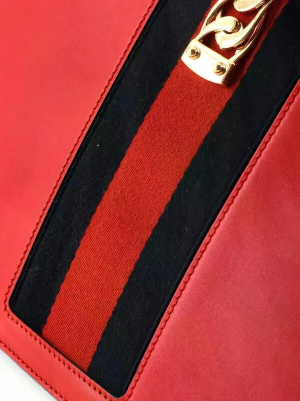 Gucci Sylvie Top Handle Bag Leather Medium Satchel - Red
