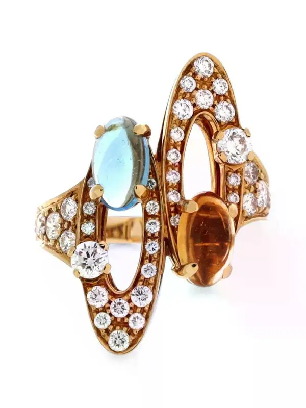 BVLGARI Elisia 18k Yellow With Diamonds, Citrine And Topaz Ring