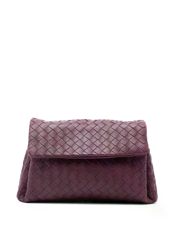Bottega Veneta 2010 Nappa Intrecciato Flap Clutch Bag - Red