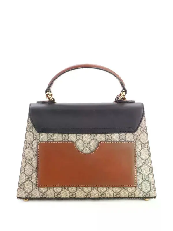 Gucci Padlock Top Handle Bag Gg Coated Canvas And Leather Small Satchel - Black
