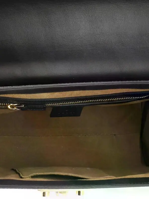 Gucci Padlock Top Handle Bag Gg Coated Canvas And Leather Small Satchel