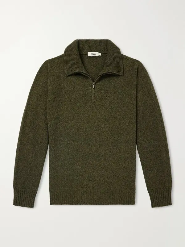 Altea Wool And Cashmere-blend Half-zip Sweater - Green