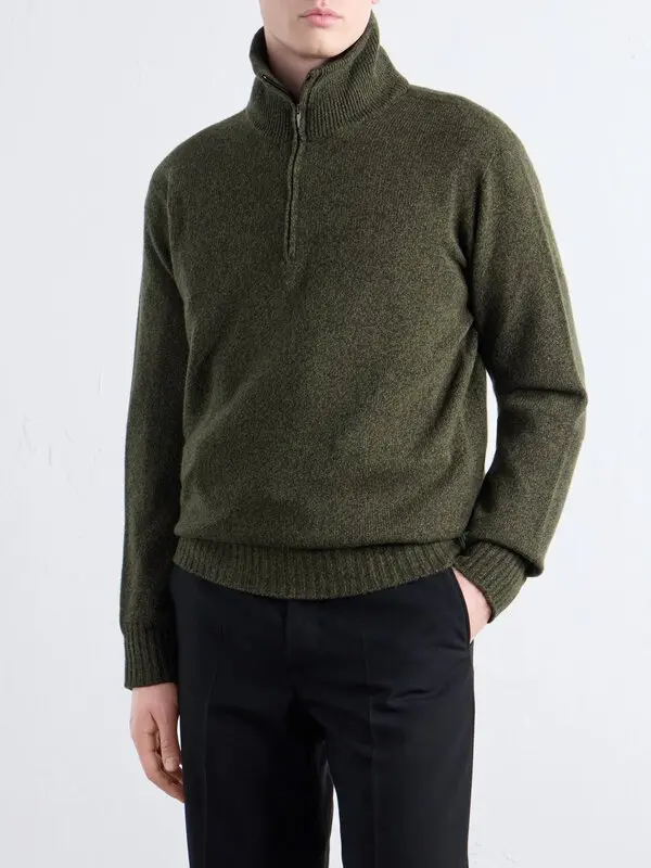 Altea Wool And Cashmere-blend Half-zip Sweater - Green