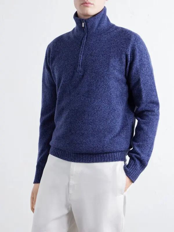 Altea Wool And Cashmere-blend Half-zip Sweater - Blue