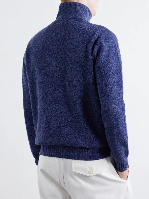 Altea Wool And Cashmere-blend Half-zip Sweater - Blue