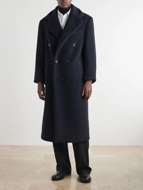 Loewe Double-breasted Wool And Lama-blend Coat - Blue