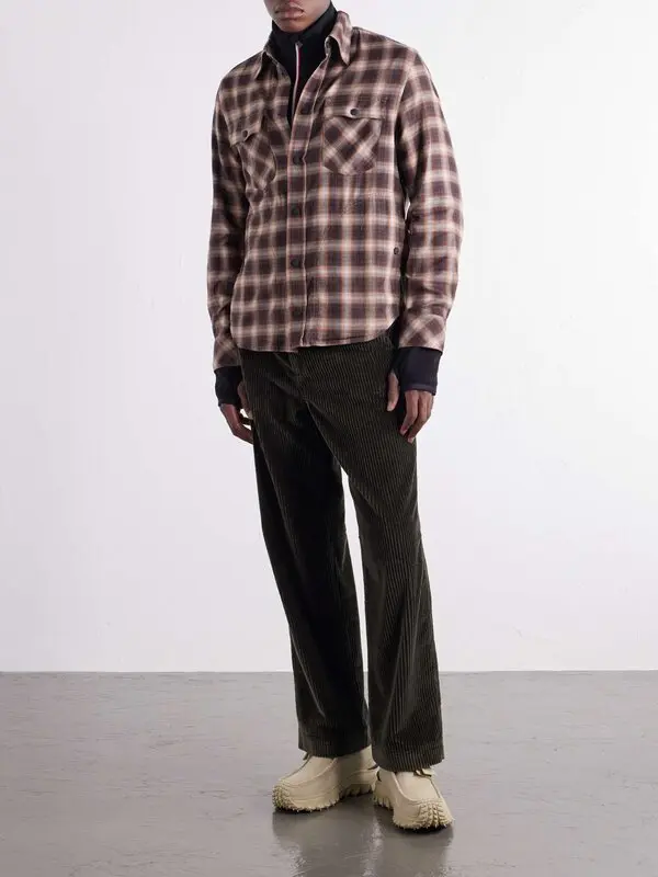 Moncler Checked Brushed Cotton And Lyocell-blend Shirt