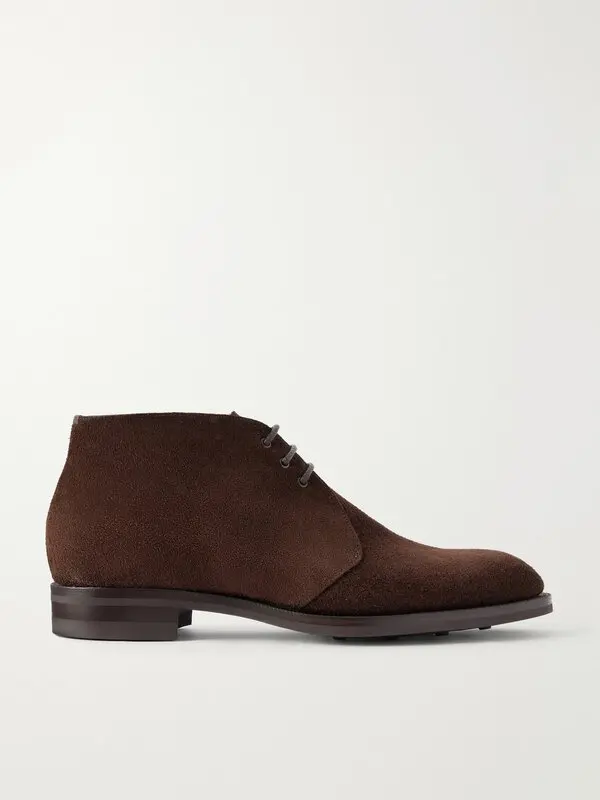 EDWARD GREEN Lanark Waxed-suede Desert Boots - Brown