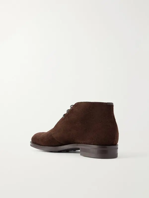 EDWARD GREEN Lanark Waxed-suede Desert Boots