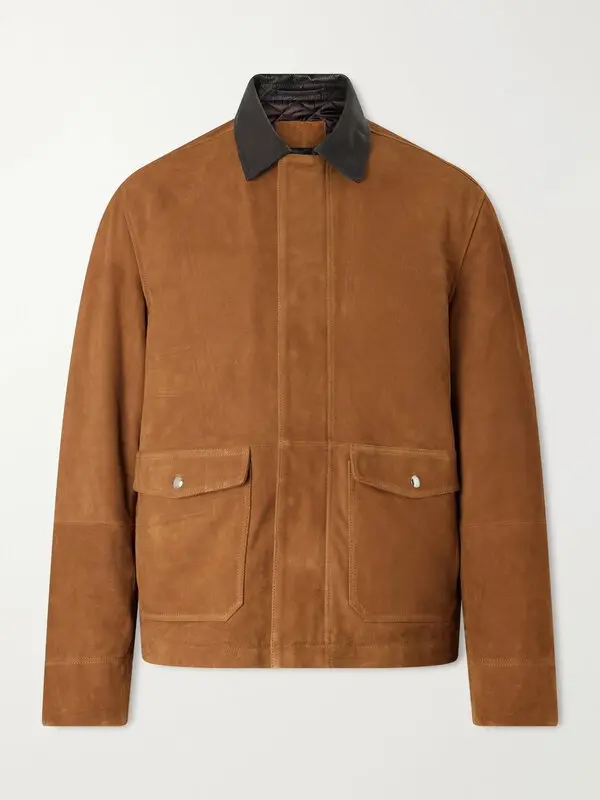 Mr P. Leather-trimmed Suede Jacket