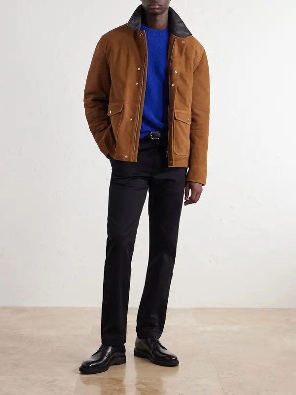 Mr P. Leather-trimmed Suede Jacket
