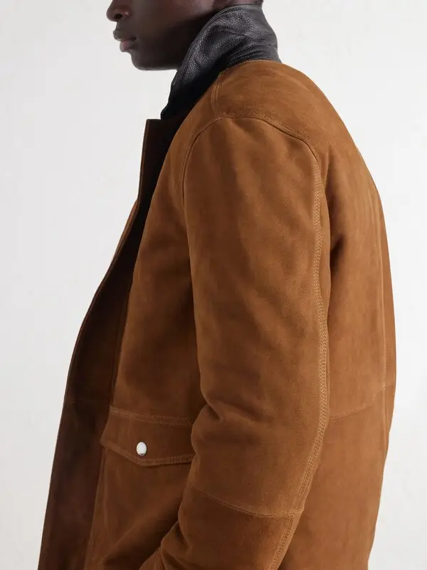 Mr P. Leather-trimmed Suede Jacket