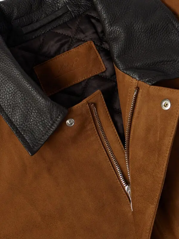 Mr P. Leather-trimmed Suede Jacket
