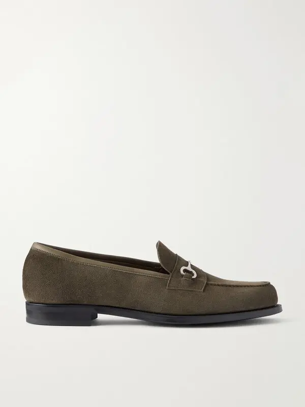 EDWARD GREEN Putney Horsebit-embellished Suede Loafers