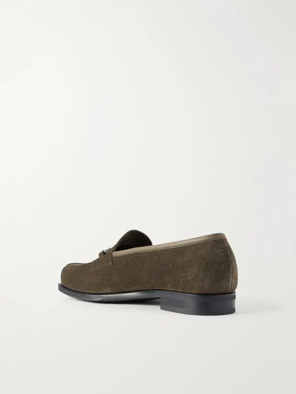 EDWARD GREEN Putney Horsebit-embellished Suede Loafers