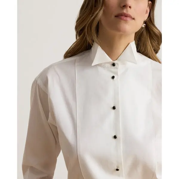 Ralph Lauren Bib-front Cotton Broadcloth Shirt